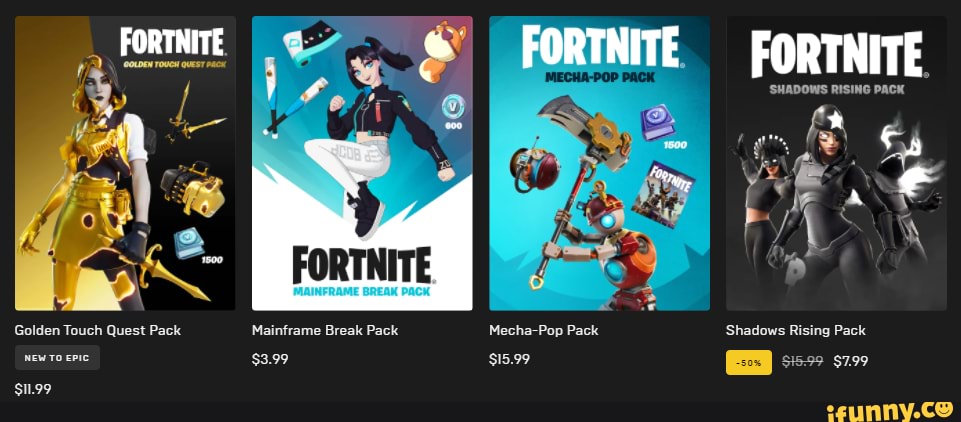 ORTNITE FORTNITE. 'SHADOWS RISING PACK 'MAINFRAME BREAK PACK Golden ...