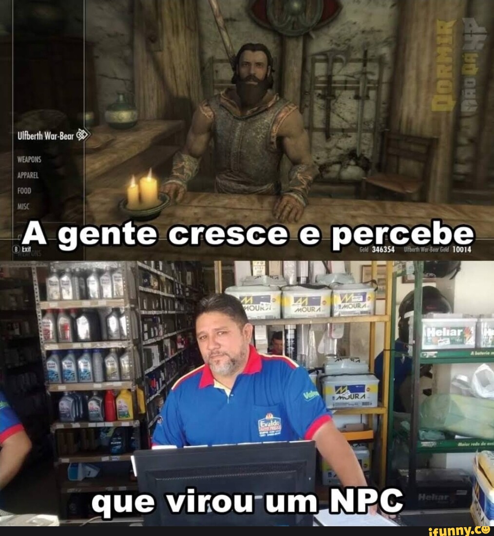 Gente cresce e percebe que virou um NPC - iFunny