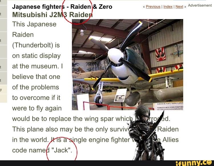 Japanese fighters - Raiden\& Zero " Previous I Index I Next ...