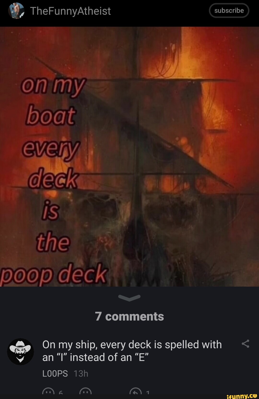 TheFunnyAtheist On my wile: - boat the poop deck 7 comments On my ship ...