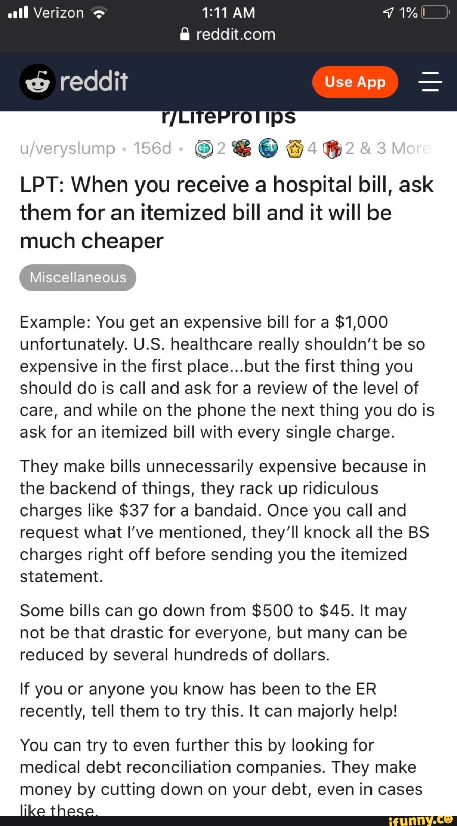 Ell Verizon 1 11 AM Reddit LPT When You Receive A Hospital Bill Ask ell-verizon-1-11-am-reddit-lpt-when-you-receive-a-hospital-bill-ask