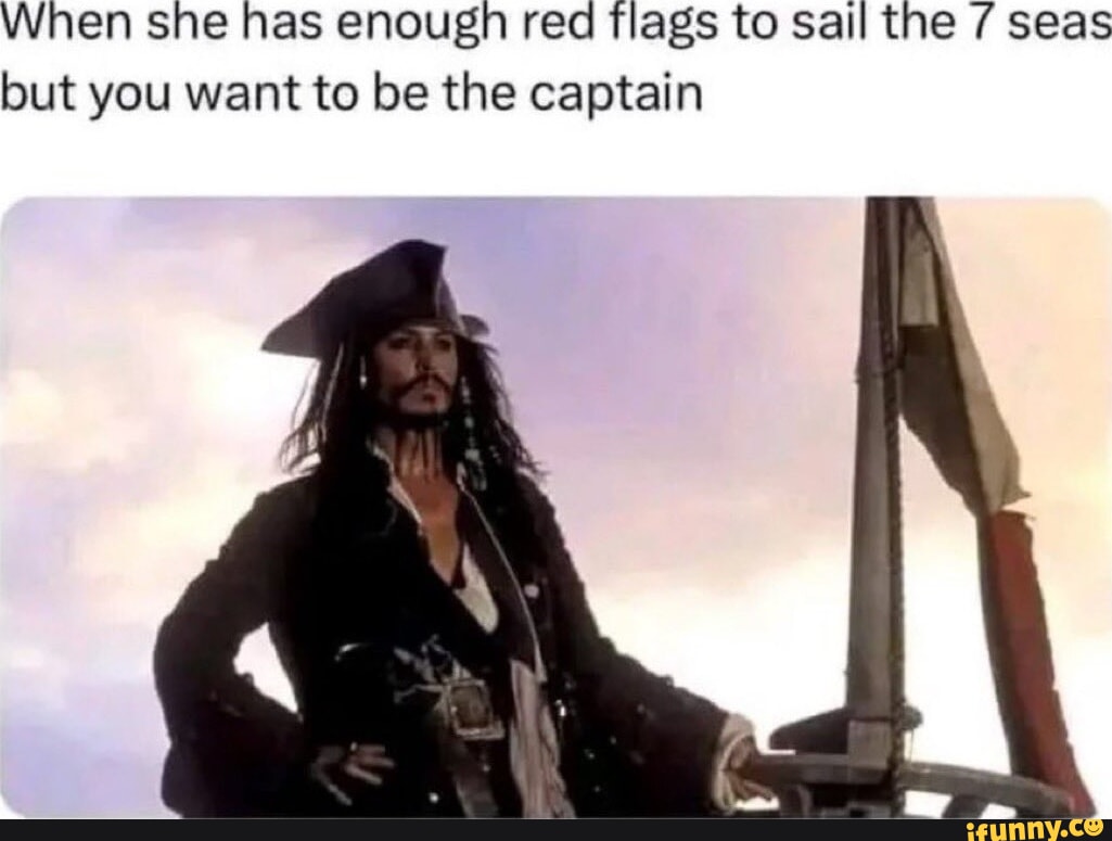 When she has enough red flags to sail the / seas but you want to be the ...