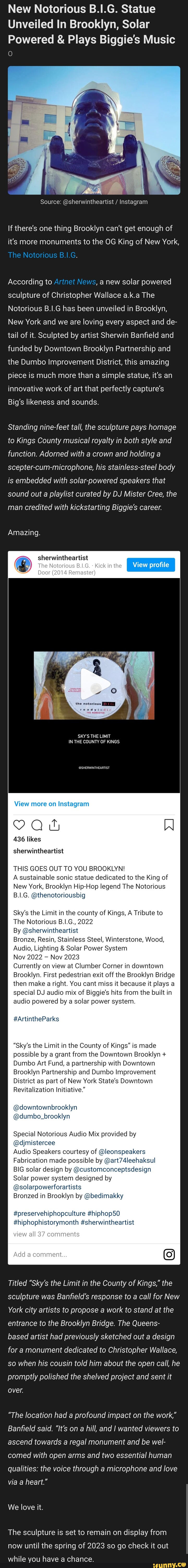 New Notorious B.I.G. Statue Unveiled In Brooklyn, Solar Powered & Plays ...
