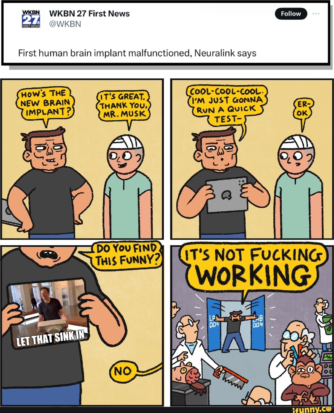 27 @WKBN Follow News First human brain implant malfunctioned, Neuralink ...