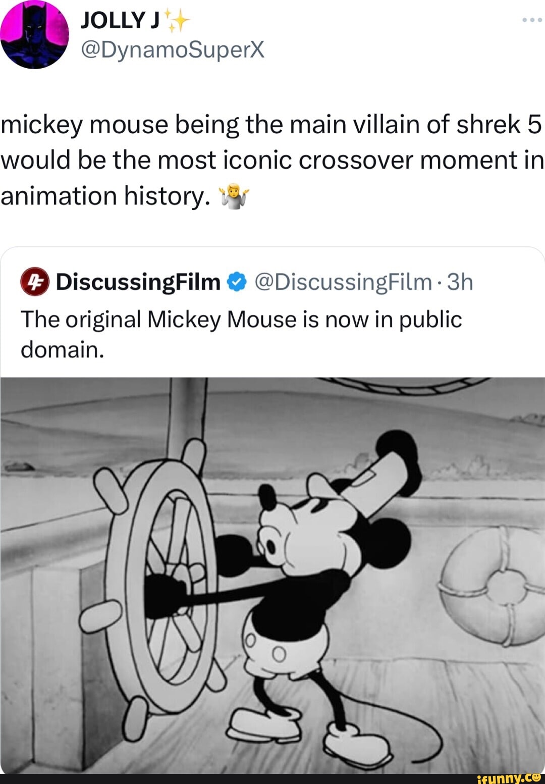 JOLLY J @DynamoSuperX mickey mouse being the main villain of shrek 5 ...