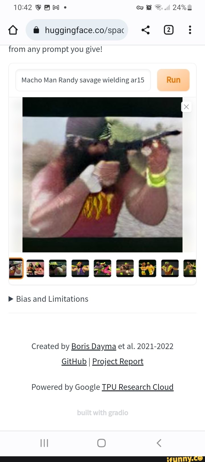 1042 from any prompt you give! Macho Man Randy savage wielding arlS I Bias and Limitations ...