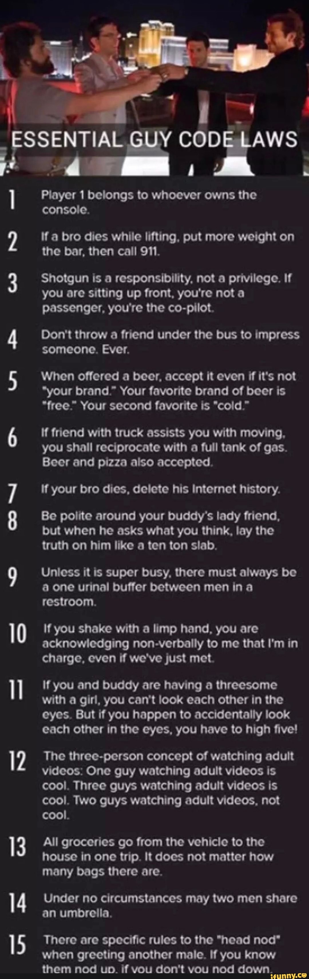 10 12 13 14 15 "ESSENTIAL .GUY CODE LAWS Player 1 belongs to whoever ...