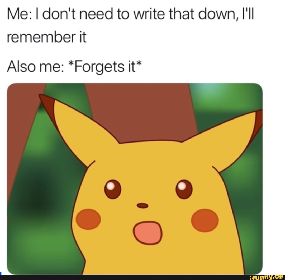 Me: I don't need to write that down, I'II remember it Also me: *Forgets ...