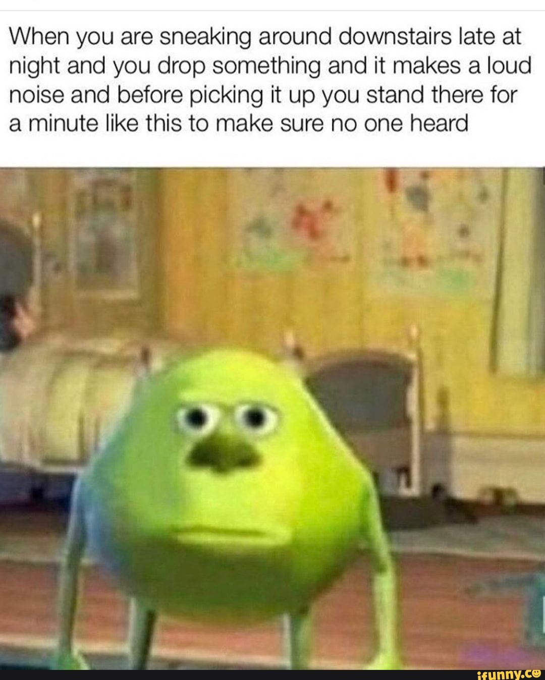 When you are sneaking around downstairs late at night and you drop ...