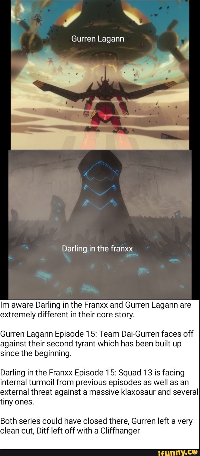 Darling In The Franxx Im Aware Darling In The Franxx And Gurren Lagann Are Xtremeiy Different