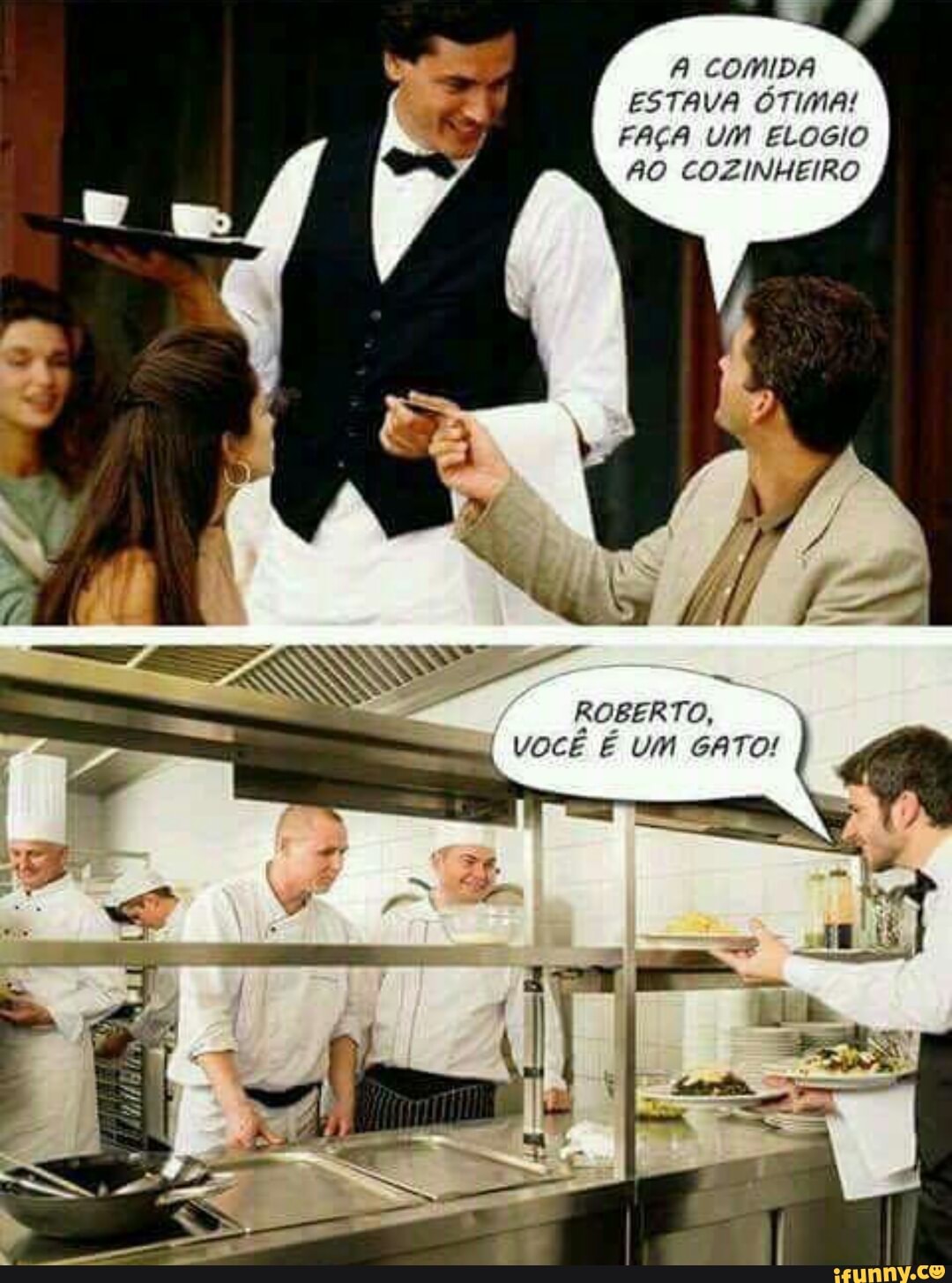 A COMIDA ESTAVA ÓTIMA! FAÇA UM ELOGIO AO COZINHEIRO ROBERTO, VOCÊ É UM ...