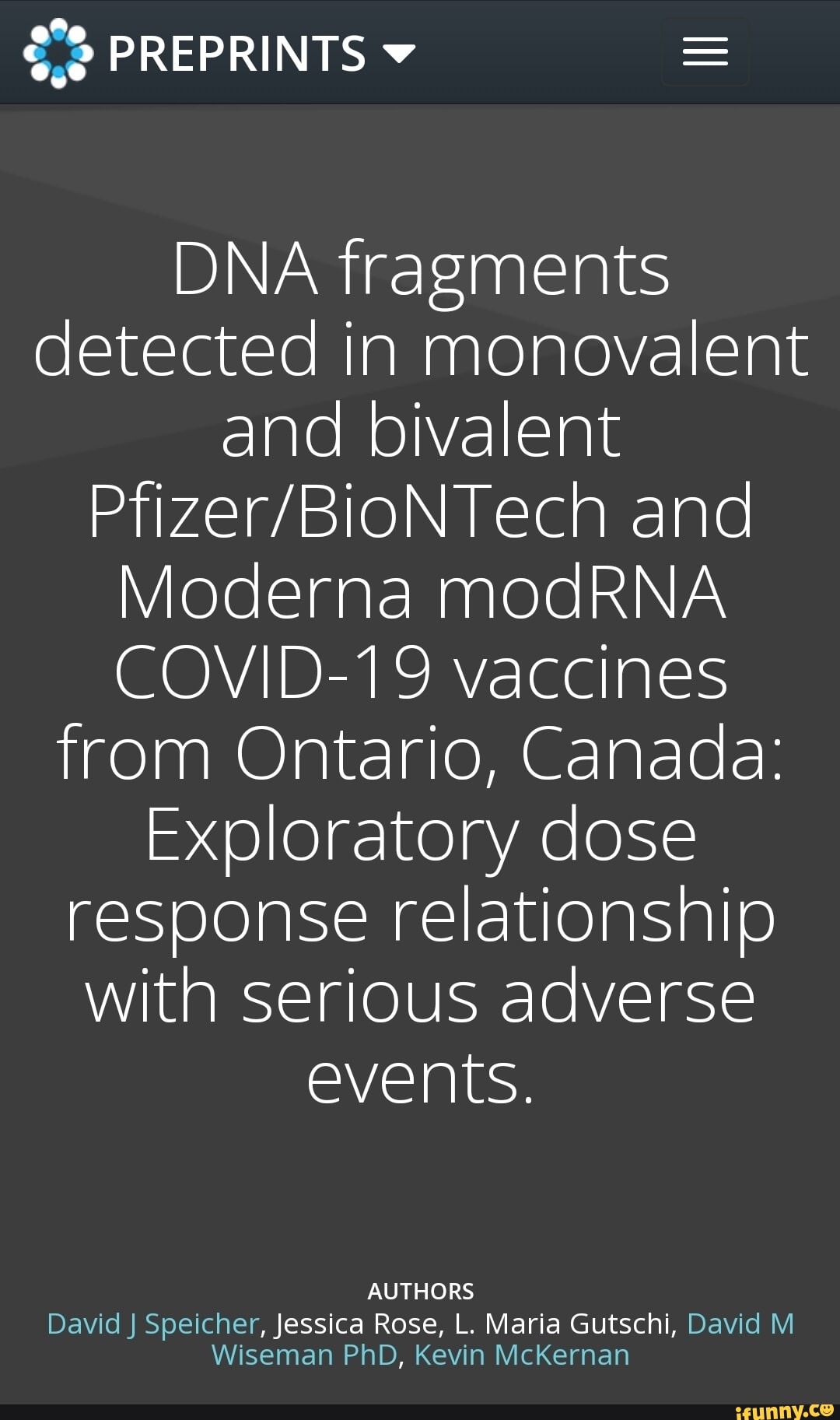 PREPRINTS DNA fragments detected in monovalent and bivalent and Moderna ...