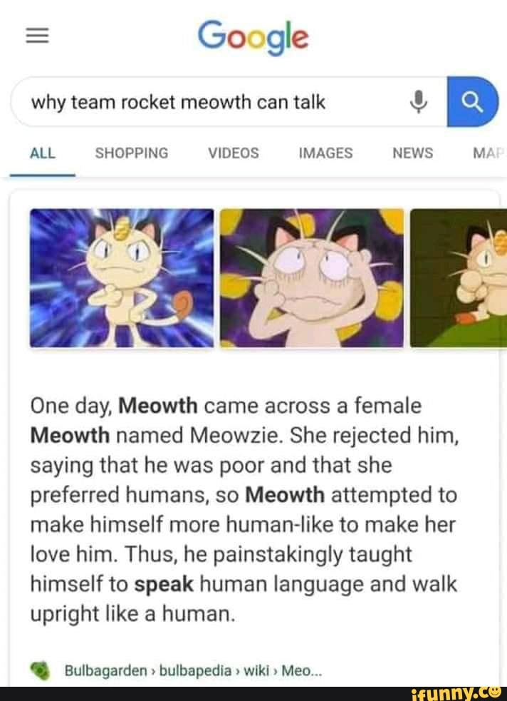 Why team rocket meowth can talk & º One day, Meowth came across a ...