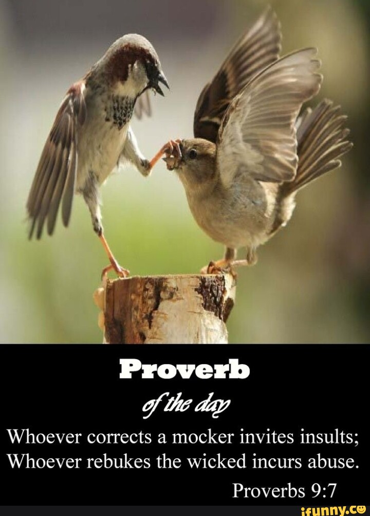 Proverb of the day Whoever corrects a mocker invites insults; Whoever ...