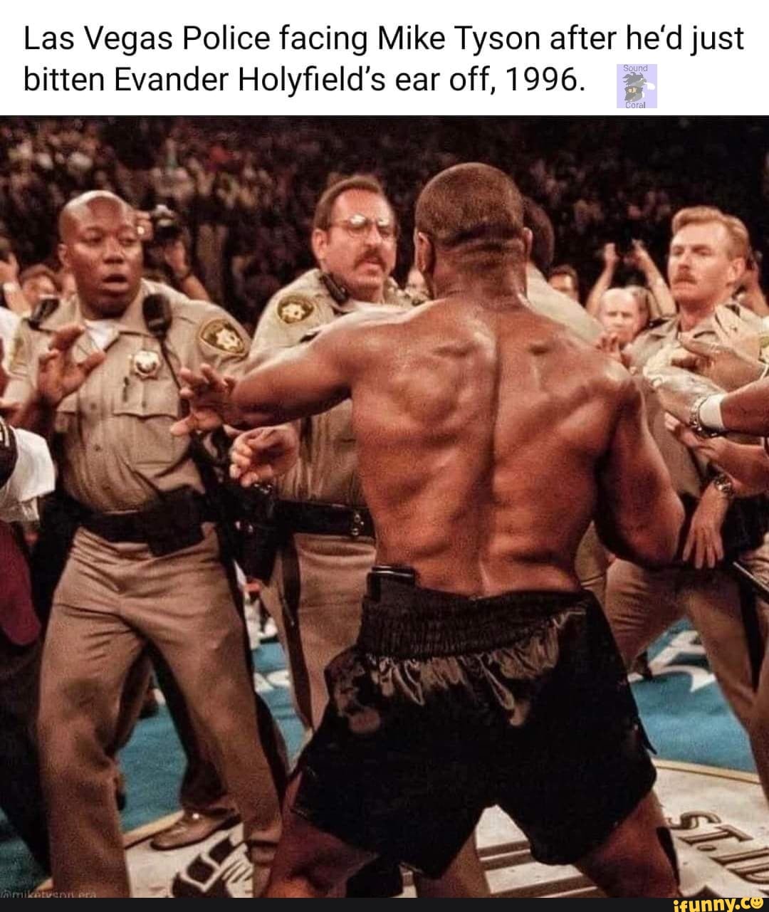 Las Vegas Police facing Mike Tyson after he'd just bitten Evander ...