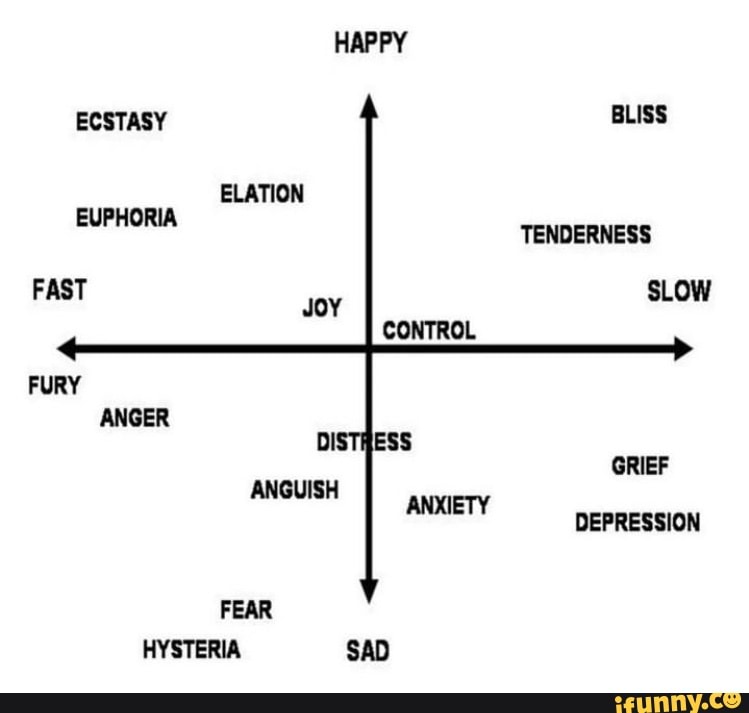 HAPPY ECSTASY BLISS ELATION TENDERNESS FAST JOY SLOW GRIEF ANGUISH ...