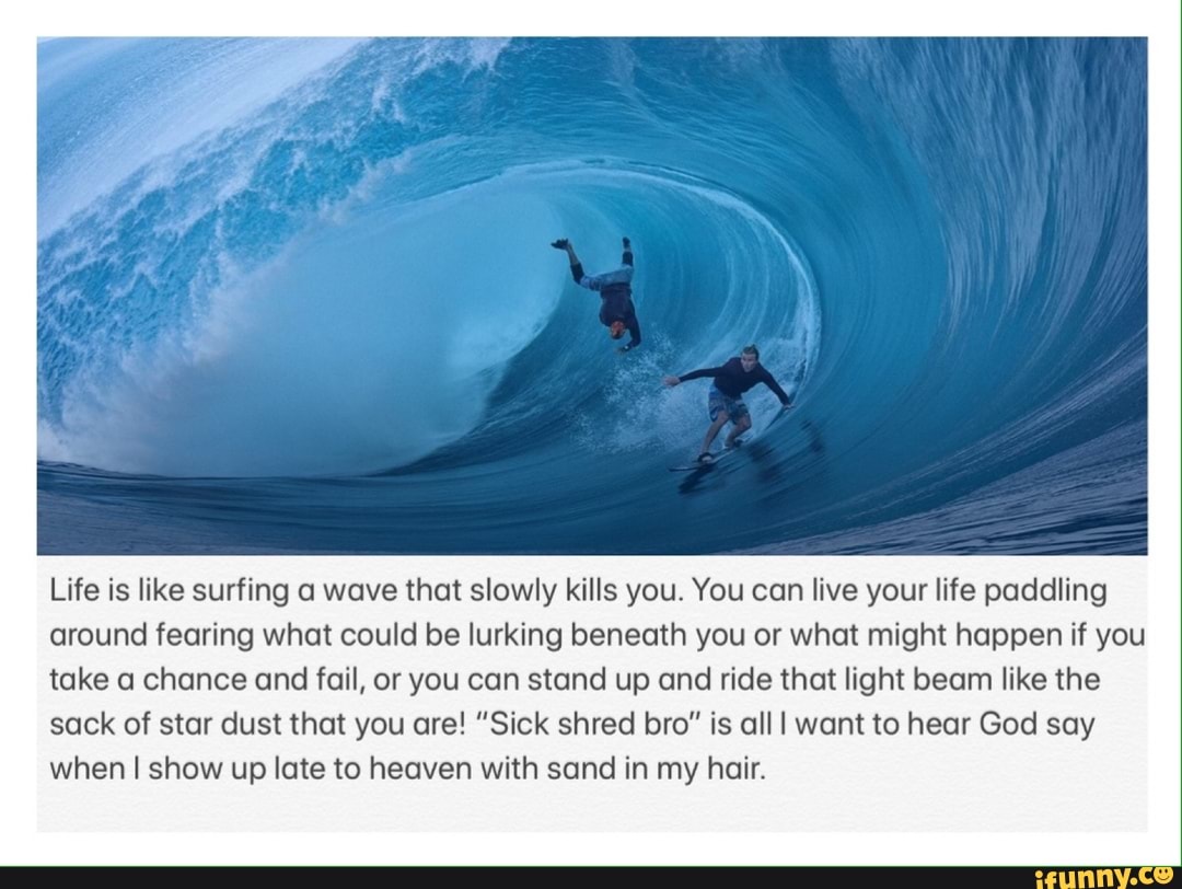 Life is like surfing a wave that slowly kills you. You can live your ...