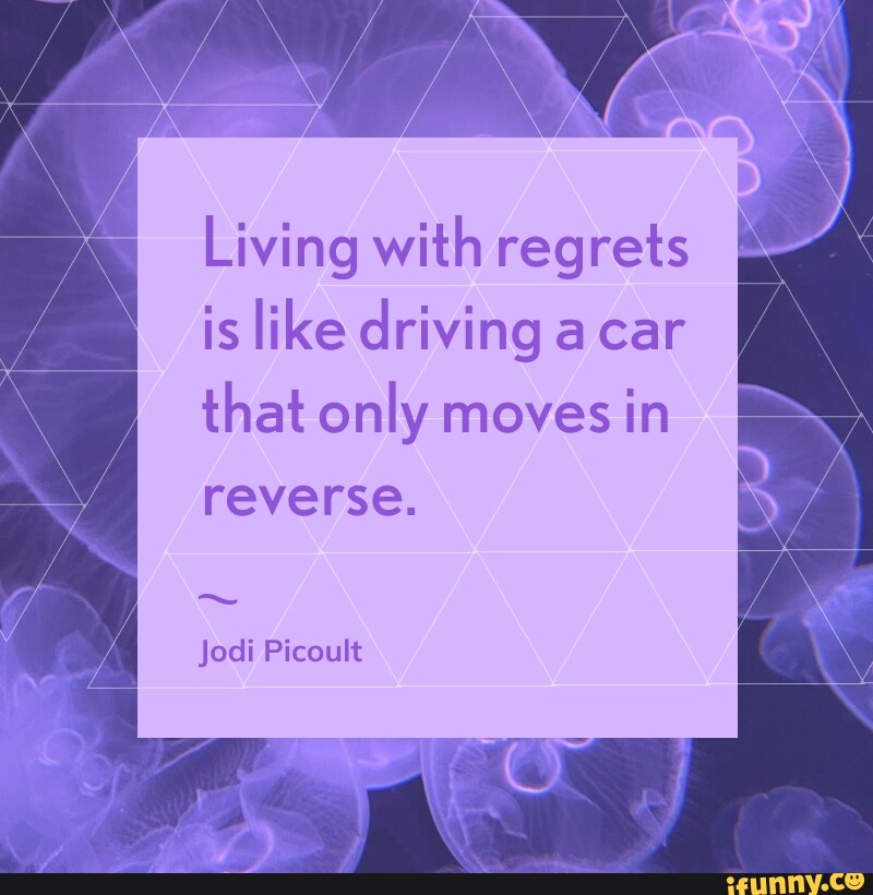 Living with regrets is like driving a car that only moves in reverse ...