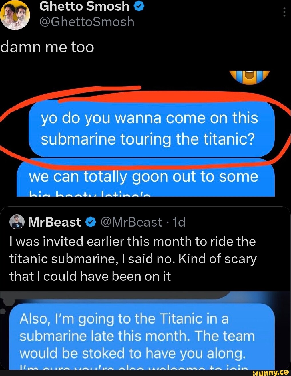 Ghetto Smosh @GhettoSmosh damn me too yo do you wanna come on this ...