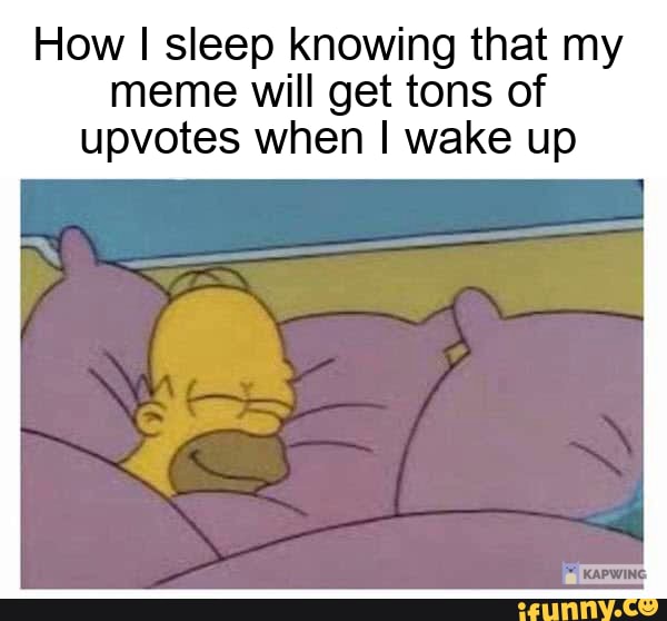 How sleep knowing that my meme will get tons of upvotes when I wake up ...