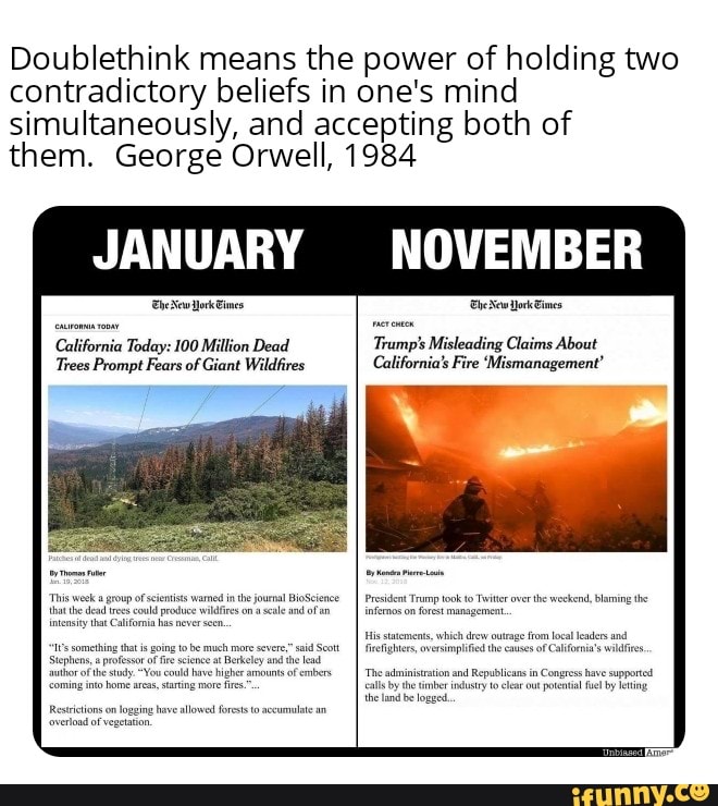 Doublethink means the power of holding two contradictory beliefs in one ...