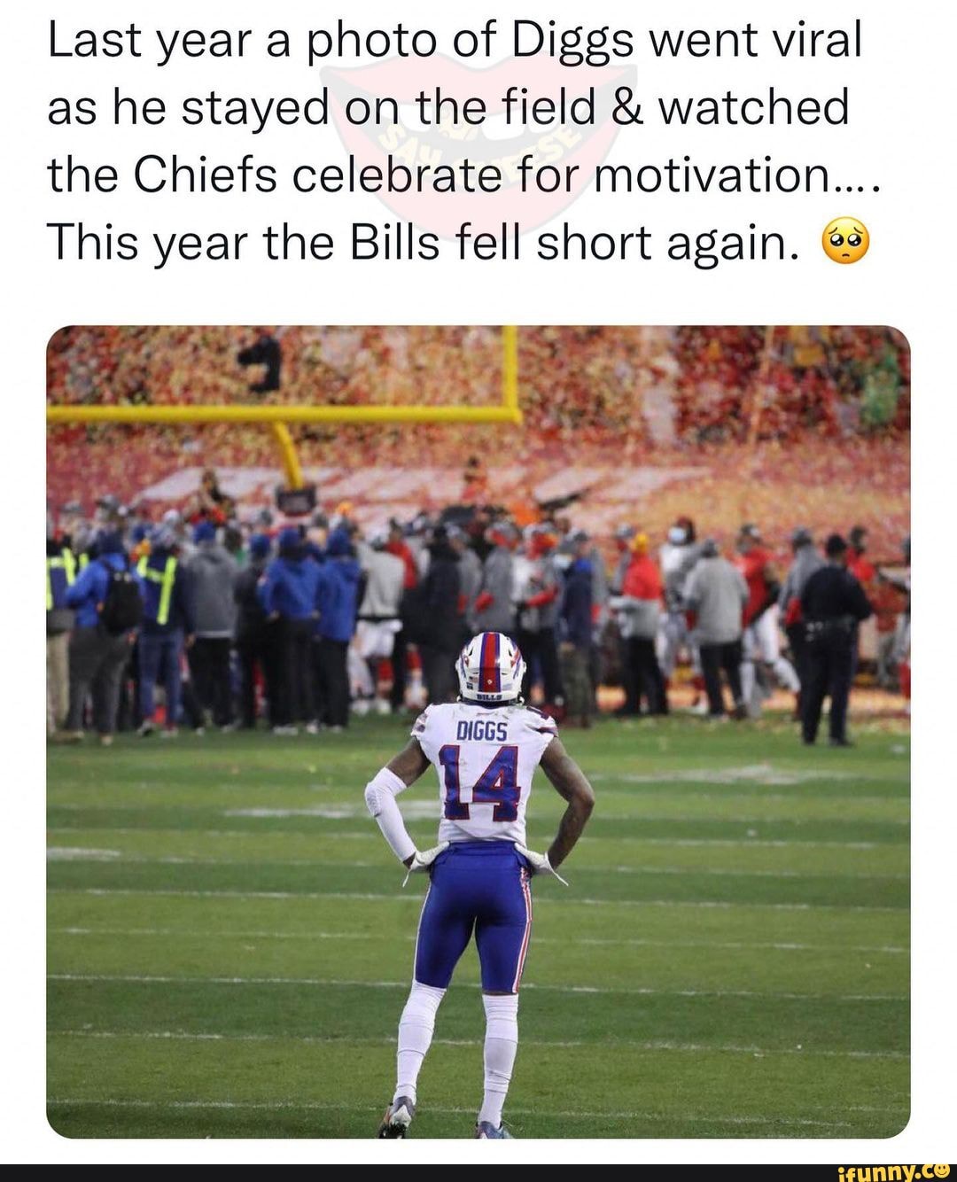 Last year a photo of Diggs went viral as he stayed on the field ...