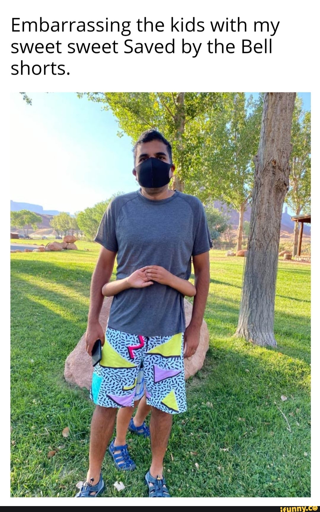 Embarrassing the kids with my sweet sweet Saved by the Bell shorts ...