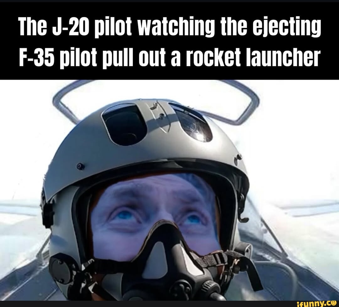 The J-20 pilot watching the ejecting F-35 pilot pull out a rocket ...