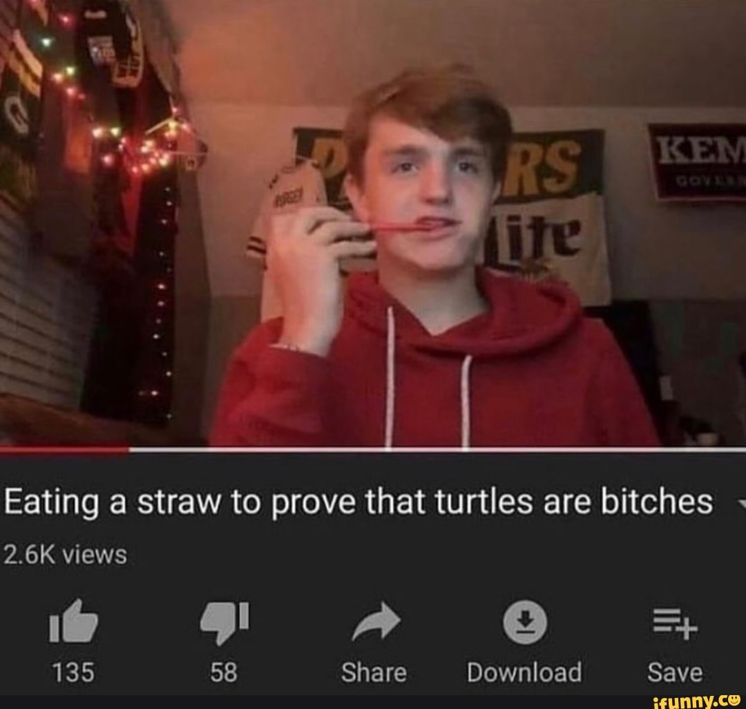 Eating a straw to prove that turtles are bitches « - iFunny