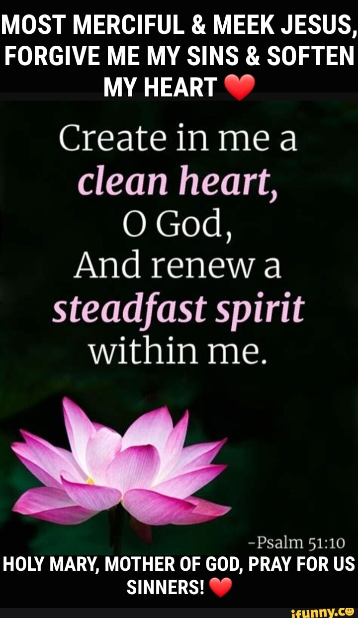 MOST MERCIFUL & MEEK JESUS, FORGIVE ME MY SINS & SOFTEN MY HEART Create ...