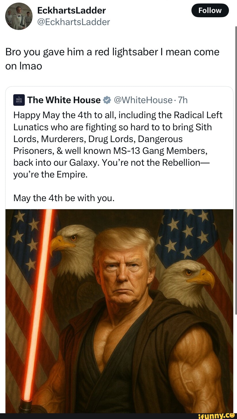 EckhartsLadder @EckhartsLadder Bro you gave him a red lightsaber I mean ...