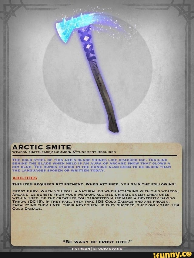 ARCTIC SMITE WEAPON (BATTLEAXE)/ COMMON/ ATTUNEMENT REQUIRED. THE COLD ...