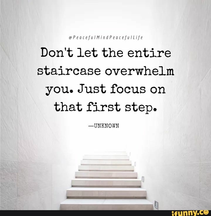 Don't let the entire staircase overwhelm youe Just focus on that first ...