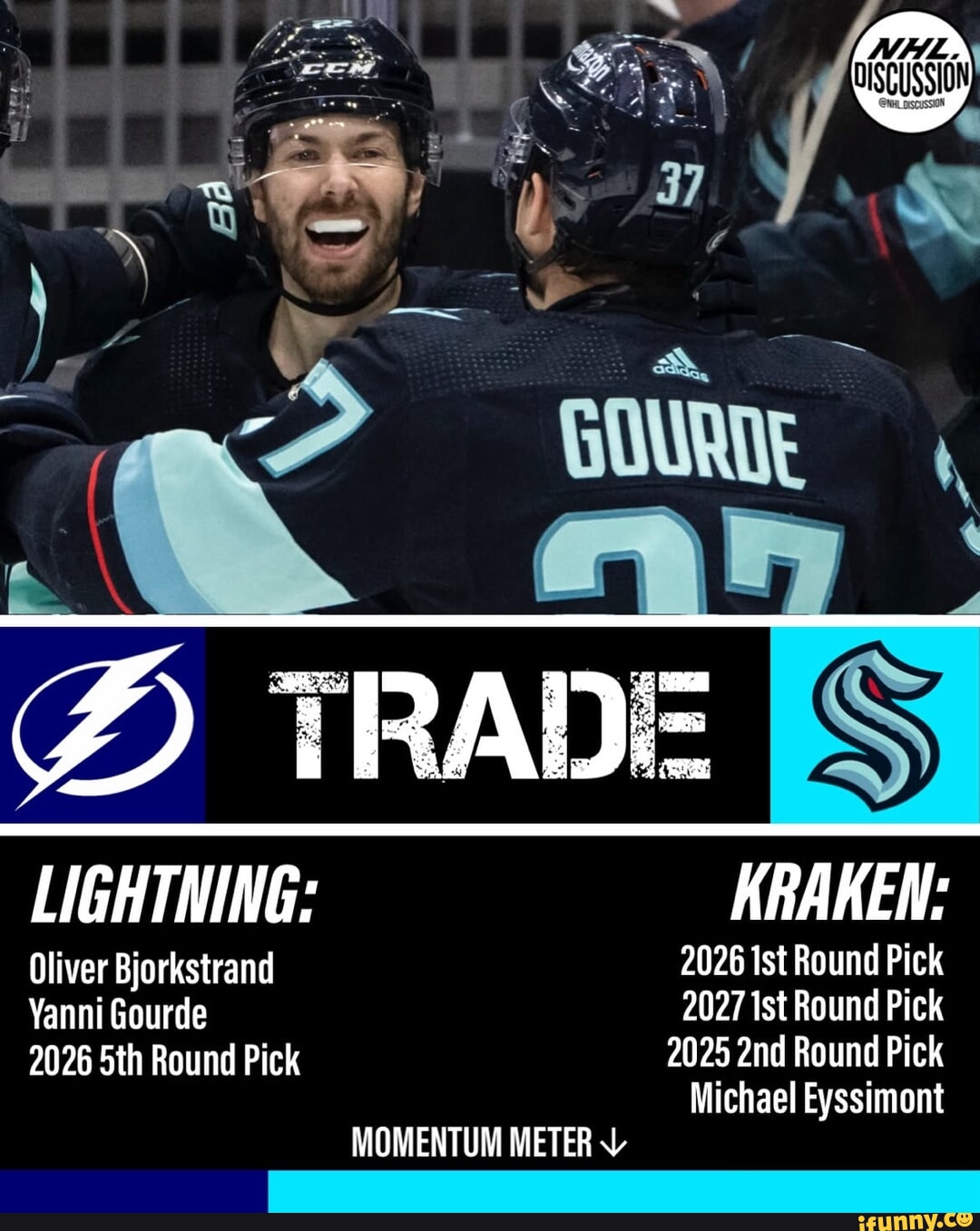 TRADE LIGHTNING: KRAKEN: Oliver Bjorkstrand 2026 Ist Round Pick Yanni Gourde 2027 Ist Round Pick ...