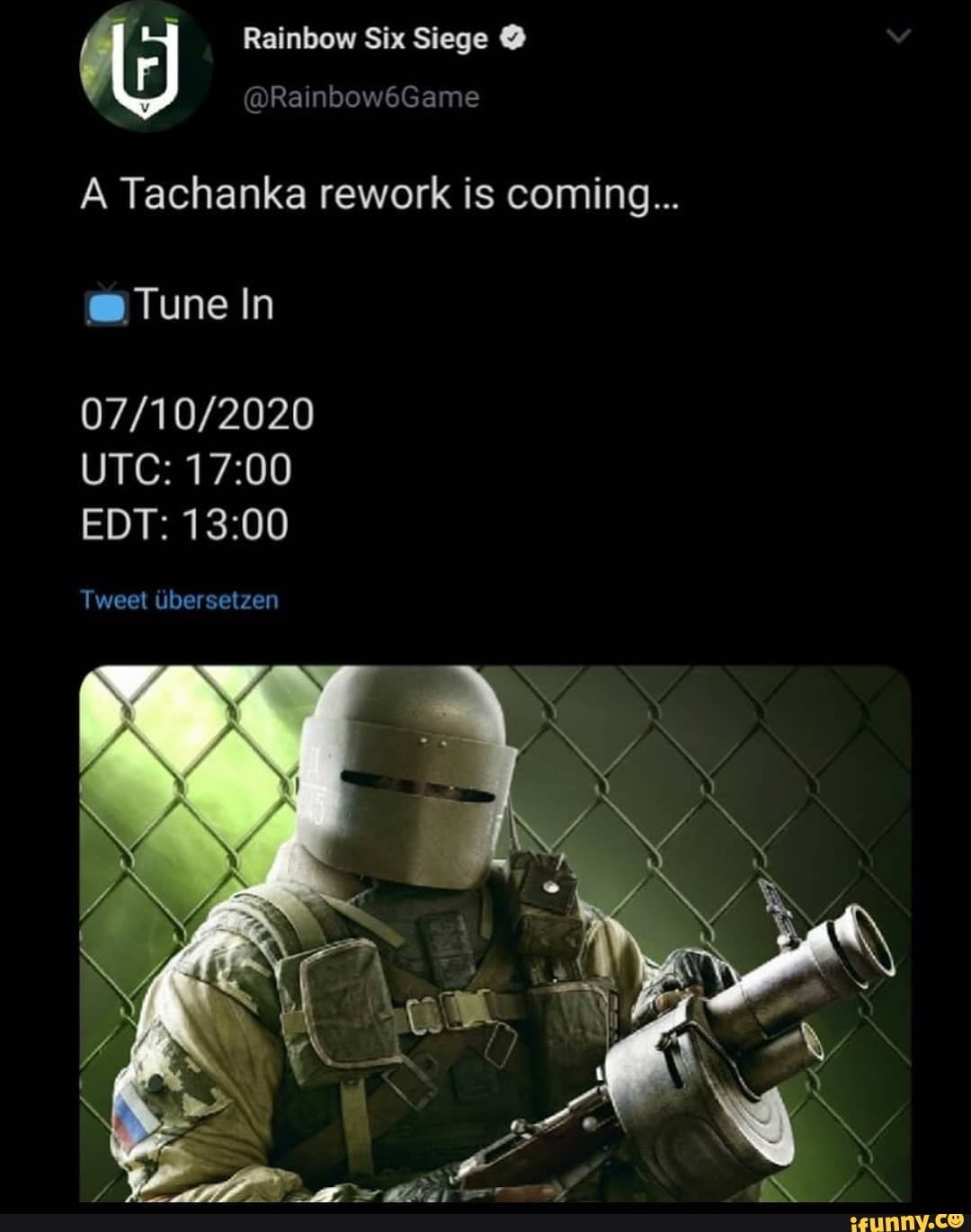 Rainbow Six Siege F @Rainbow6Game A Tachanka rework is coming... Tune ...