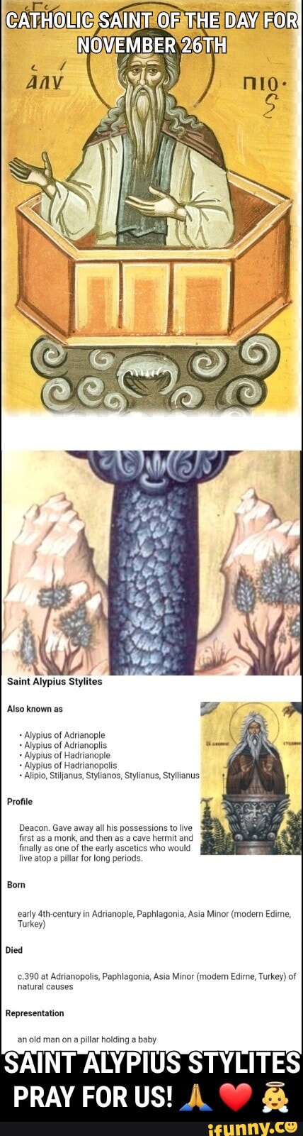Re CATHOLIC SAINT OF THE DAY FOR! NOVEMBER 26TH Saint Alypius Stylites ...