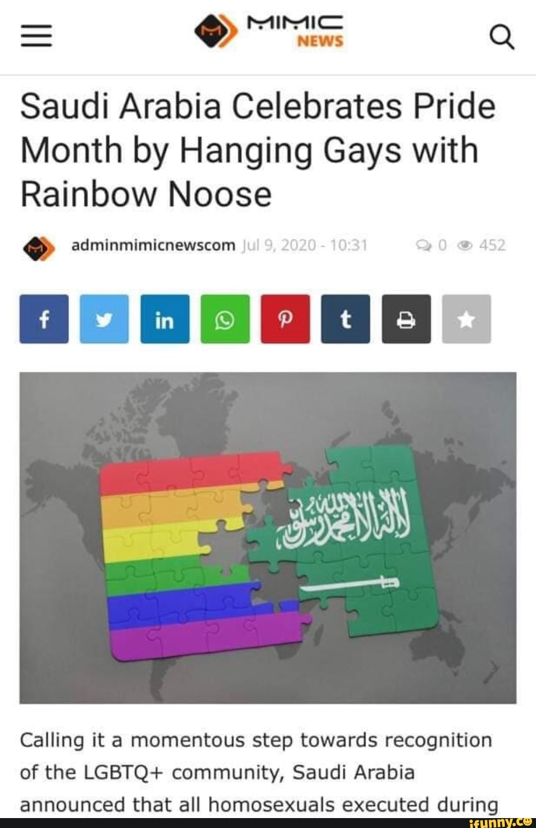 Saudi Arabia Celebrates Pride Month by Hanging Gays with Rainbow Noose ...