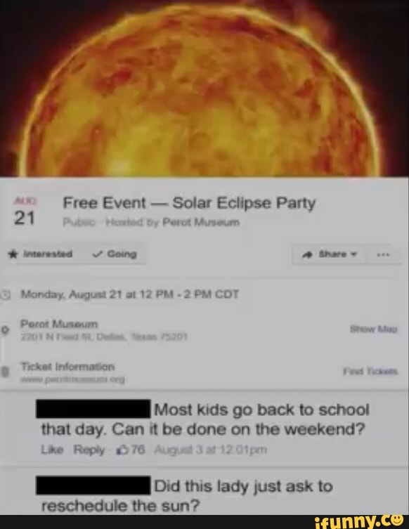 Free Event Solar Eclipse Party Monday, August 21 at 12 PM PM COT that ...