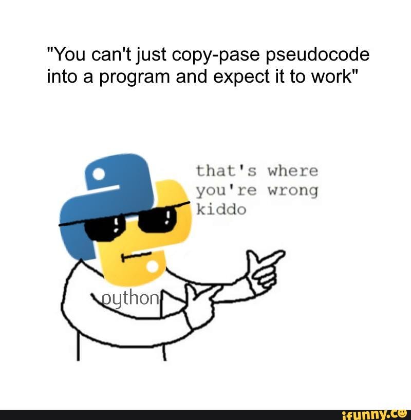 "You can't just copy-pase pseudocode into a program and expect it to ...