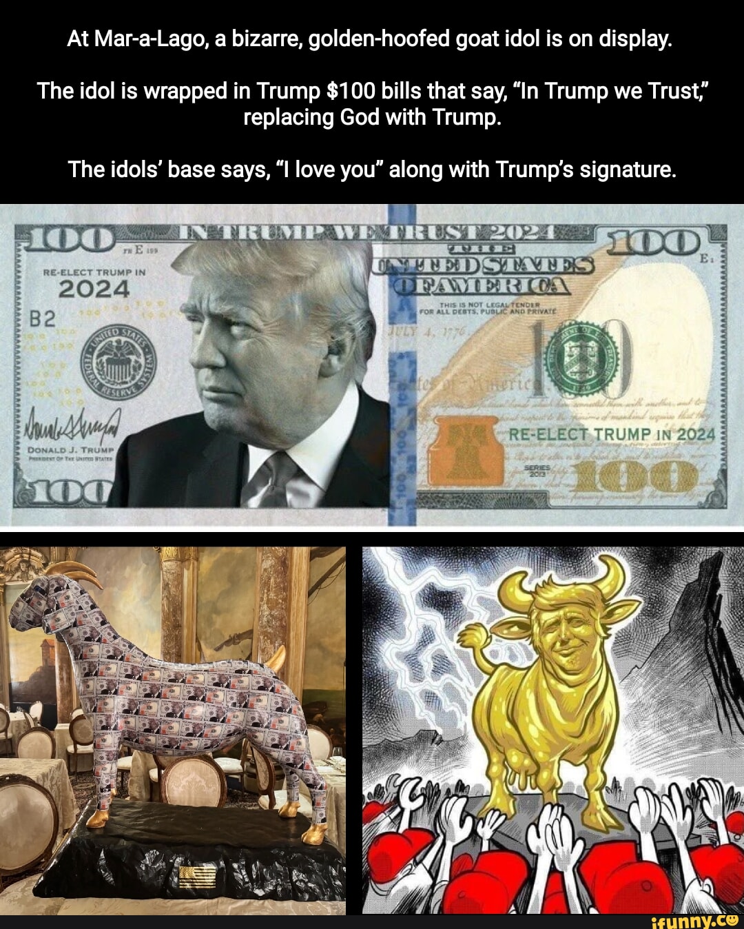 At Mar-a-Lago, a bizarre, golden-hoofed goat idol is on display. The ...