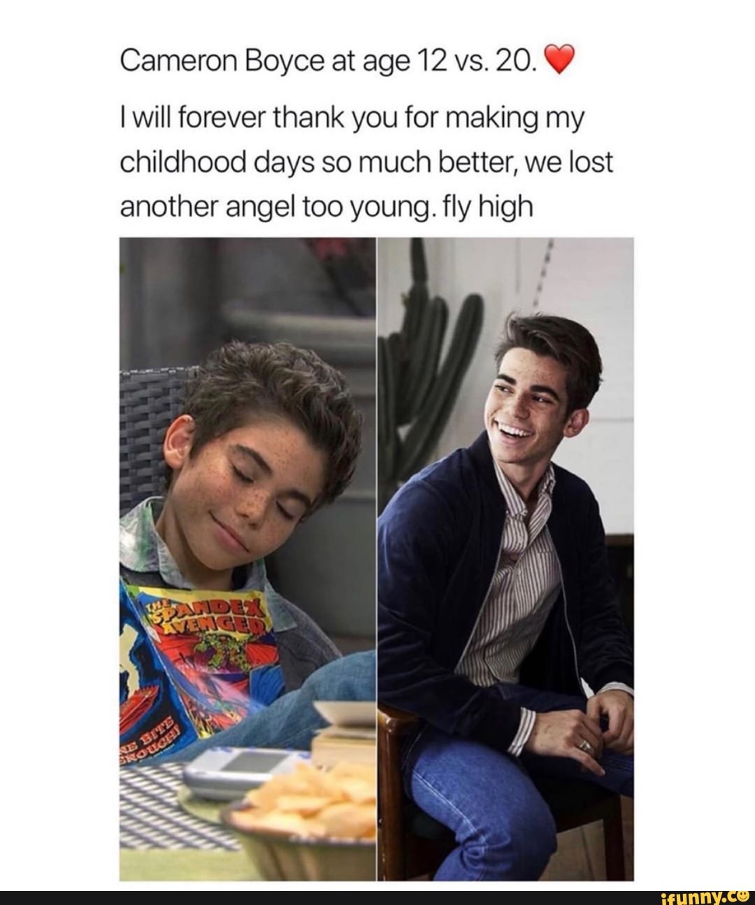 Cameron Boyce at age 12 vs. 20. W I will forever thank you for making ...