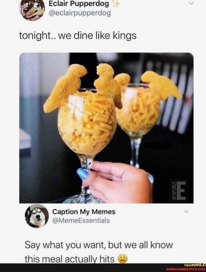 Eclair Pupperdog tonight.. we dine like kings Caption My Memes Say what ...