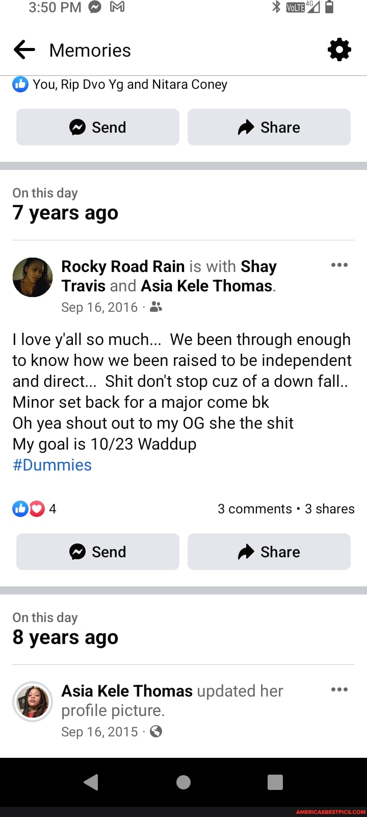 PM Memories I You, Rip Dvo Yg and Nitara Coney @ Send Share On this day ...