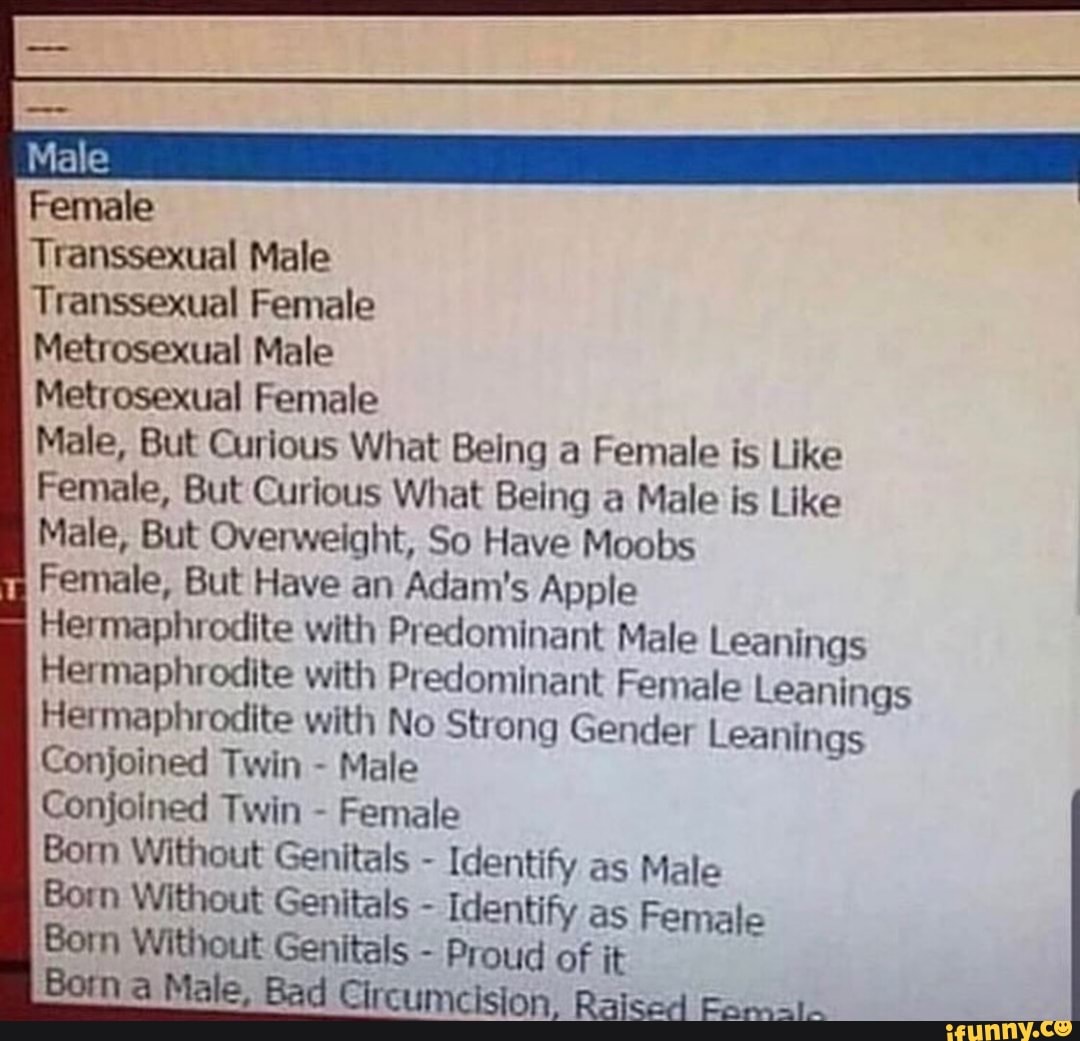 Transsexual Male Transsexual Female Metrosexual Male Metlosexual Female ...