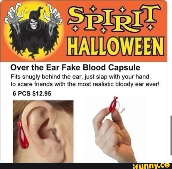 Over the Ear Fake Blood Capsule Fits snugly behind the ear, just slap ...