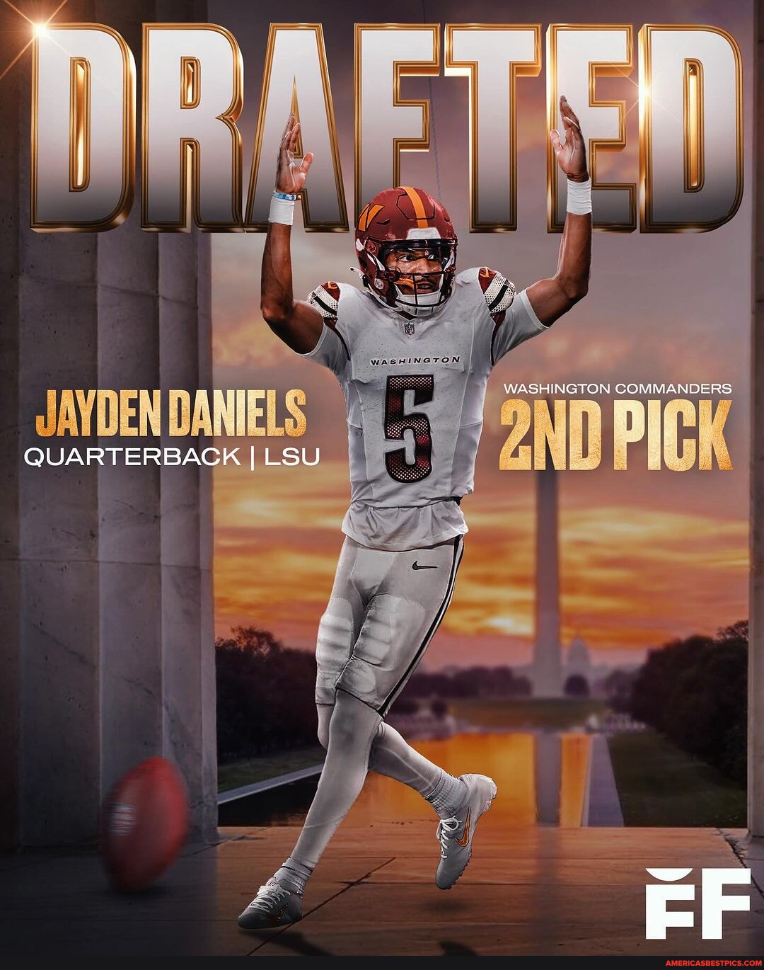 With the 2nd overall pick of the 2024 @nfldraft, the @commanders select @lsufootball QB Jayden ...