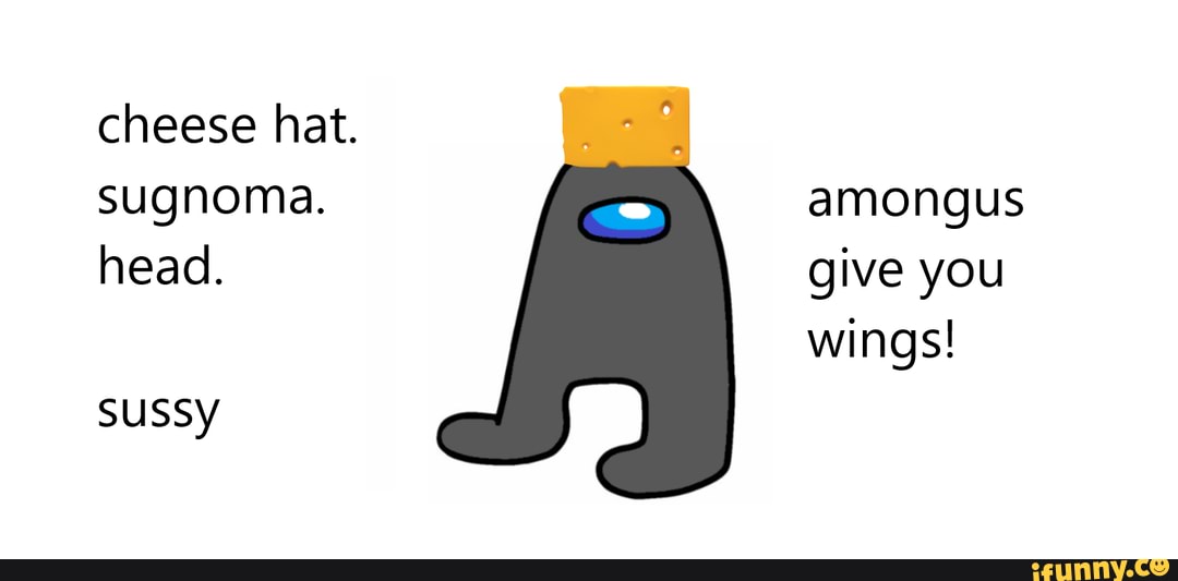 Cheese hat. SUSSY sugnoma. amongus head. give you wings! - iFunny