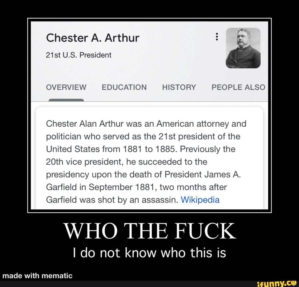 Chester A. Arthur 21st US. President OVERVIEW EDUCATION HISTORY PEOPLE ...