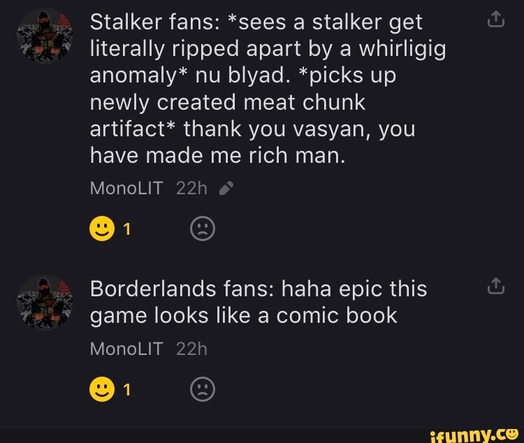 Stalker fans: *sees a stalker get literally ripped apart by a Whirligíg ...