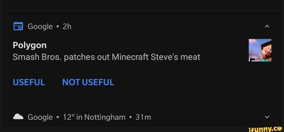 Google Polygon Smash Bros Patches Out Minecraft Steve S Meat Useful